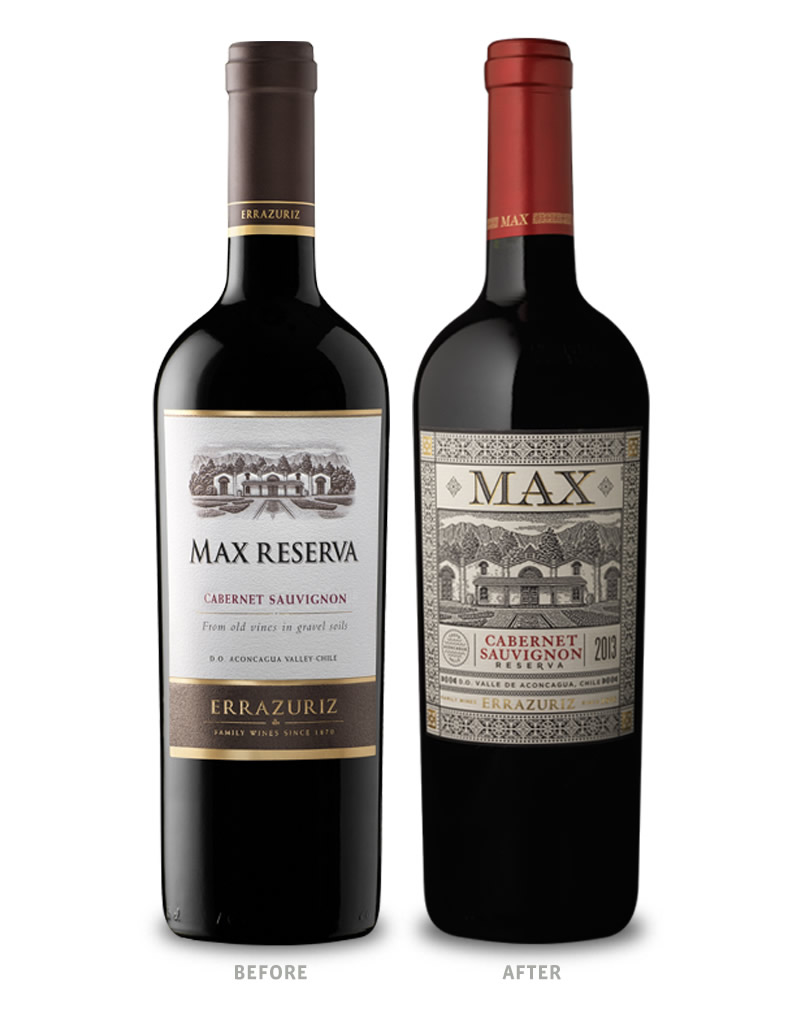 Errazuriz Max Reserva Before & After Redesign | CF Napa Brand Design